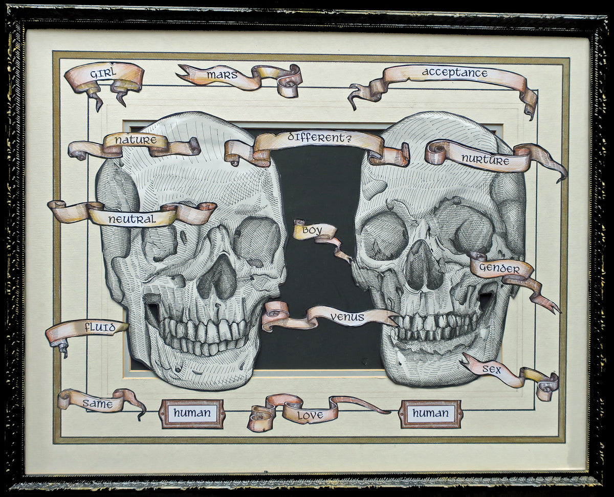 Human Skull Pair gender study | Creepy Christine Art – CreepyChristine