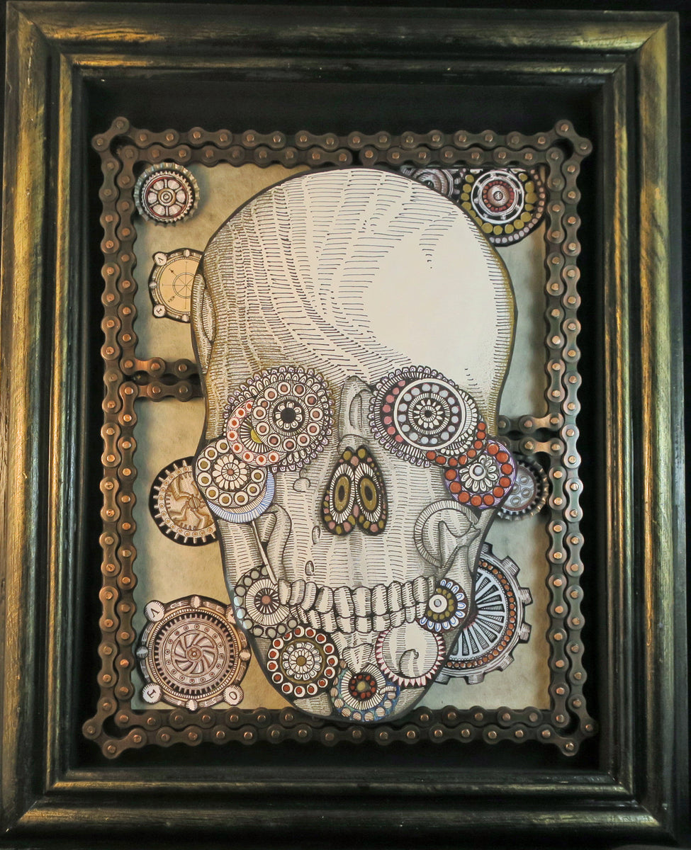 Human Skull Original Framed Illustration | Creepy Christine Art ...